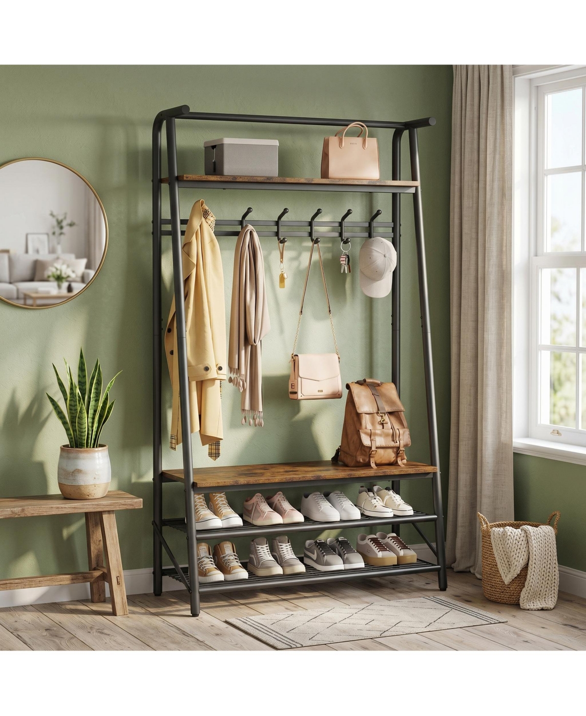 Click here for homfan Space-Saving Entryway Hall Tree With Single... prices