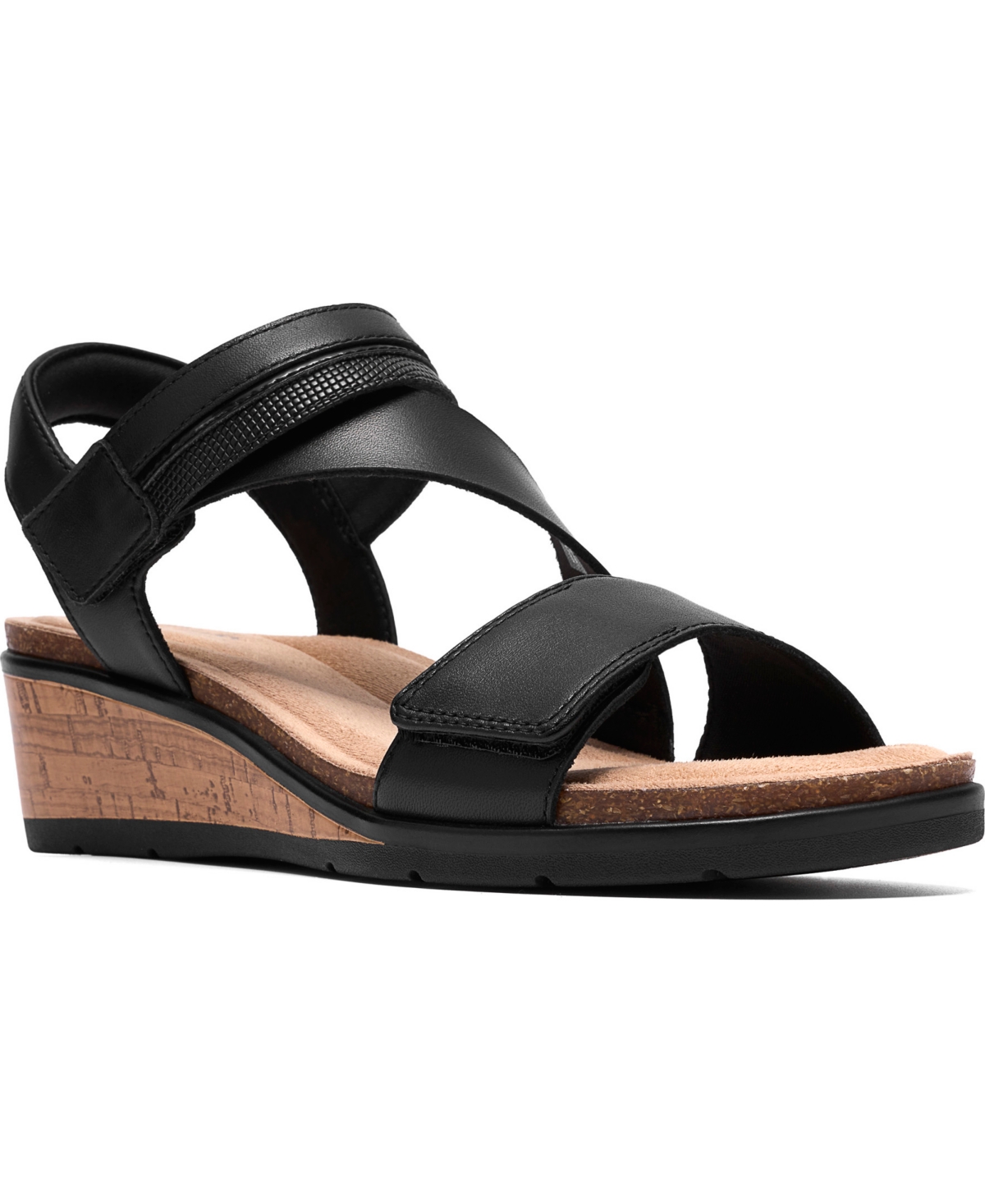 Click here for Clarks Womens Kacha Wave Round Toe Sandals - Black... prices