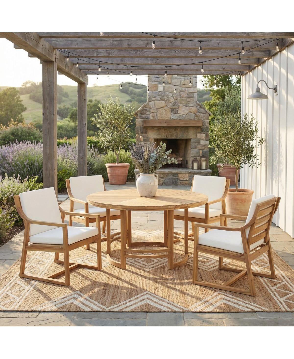 Click here for Asagikoiai 5-Piece Acacia Wood Outdoor Patio Dinin... prices