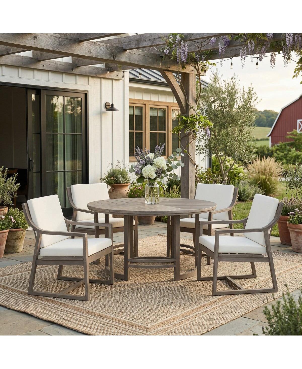Click here for Asagikoiai 5-Piece Acacia Wood Outdoor Patio Dinin... prices