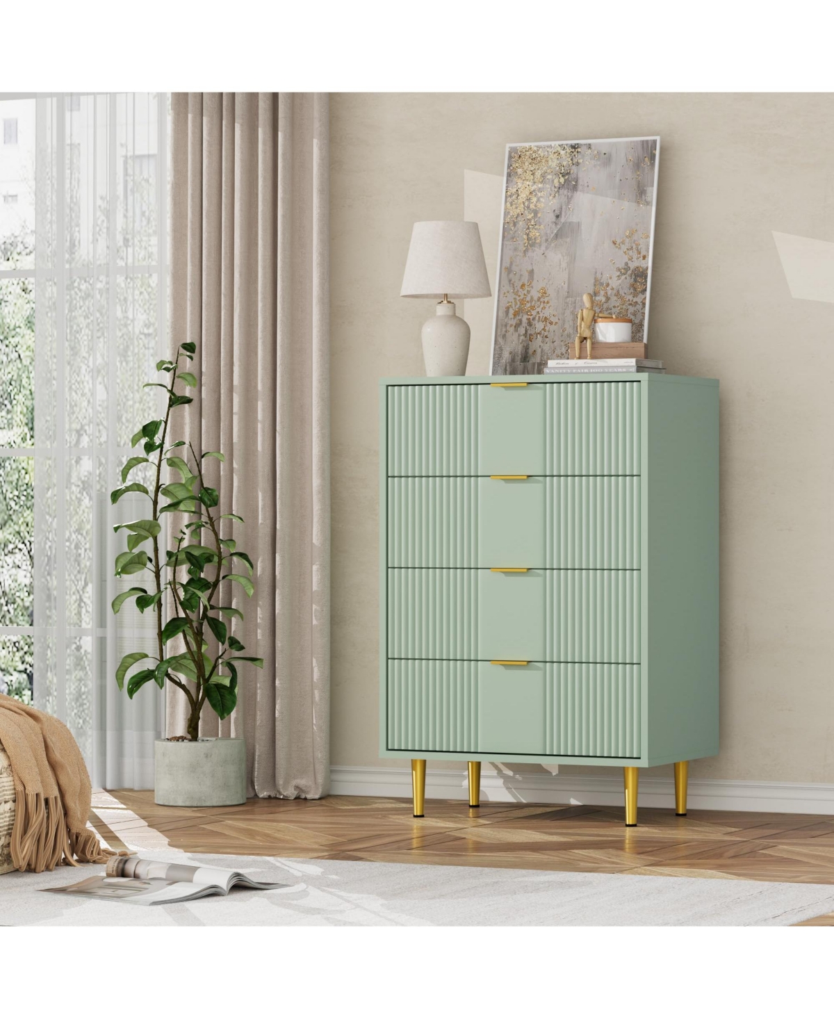 Click here for homfan Tall Modern Fluted Dresser with Metal Handl... prices