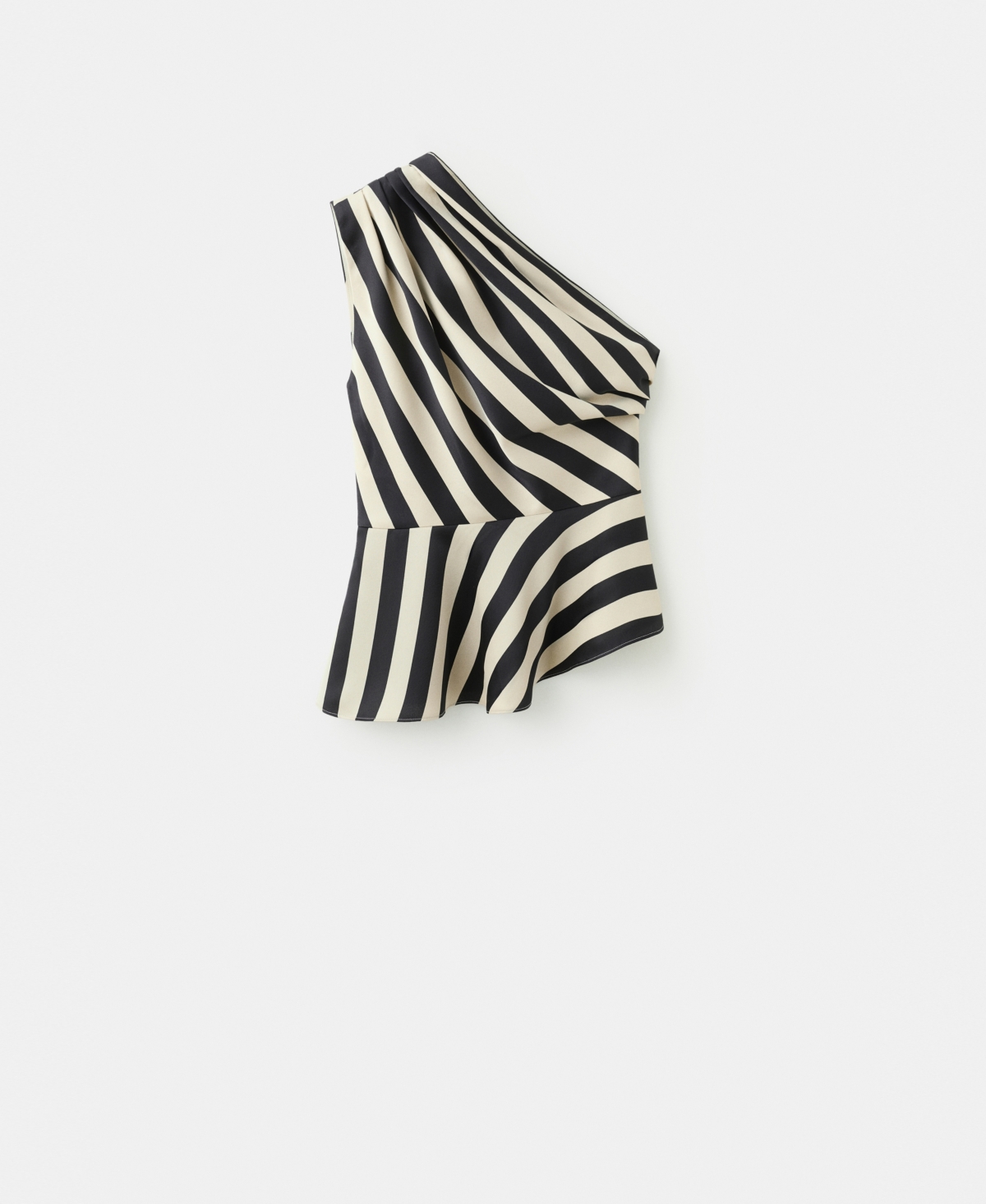 Click here for Mango Womens Striped Asymmetrical Top - Ecru prices