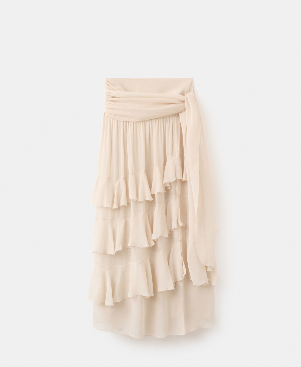 Click here for Mango Womens Bow Ruffled Skirt - Ecru prices