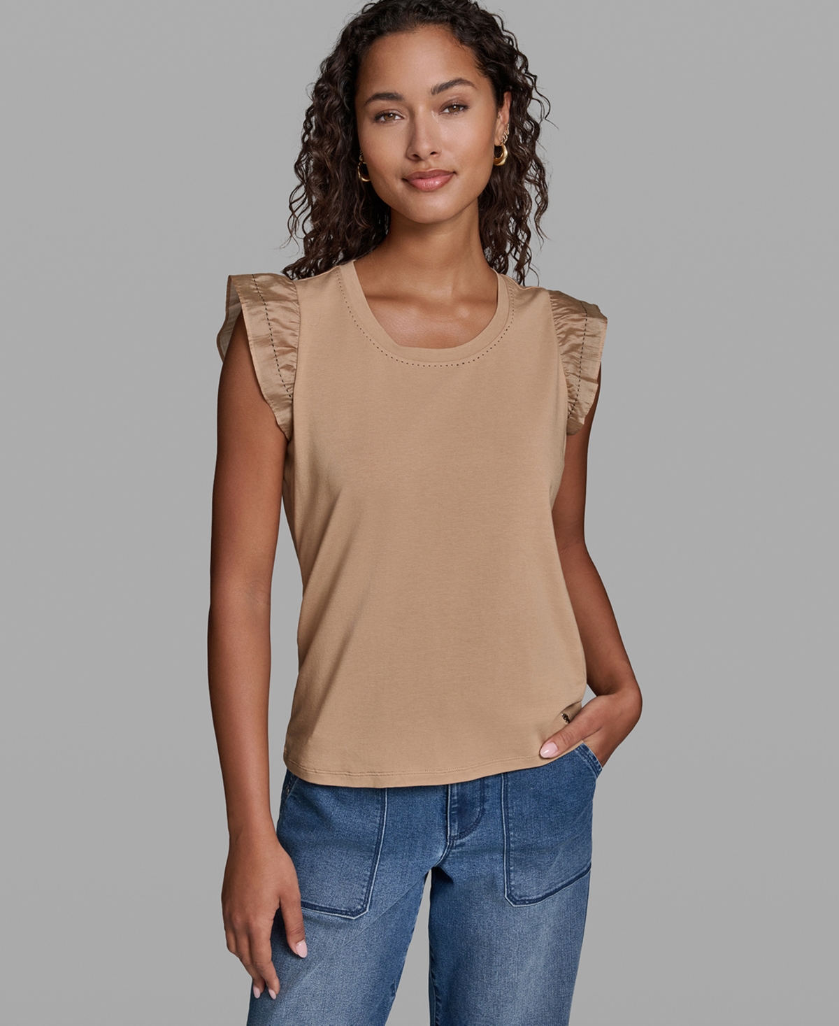 Click here for Karl Lagerfeld Paris Womens Sleeveless Ruffle Knit... prices