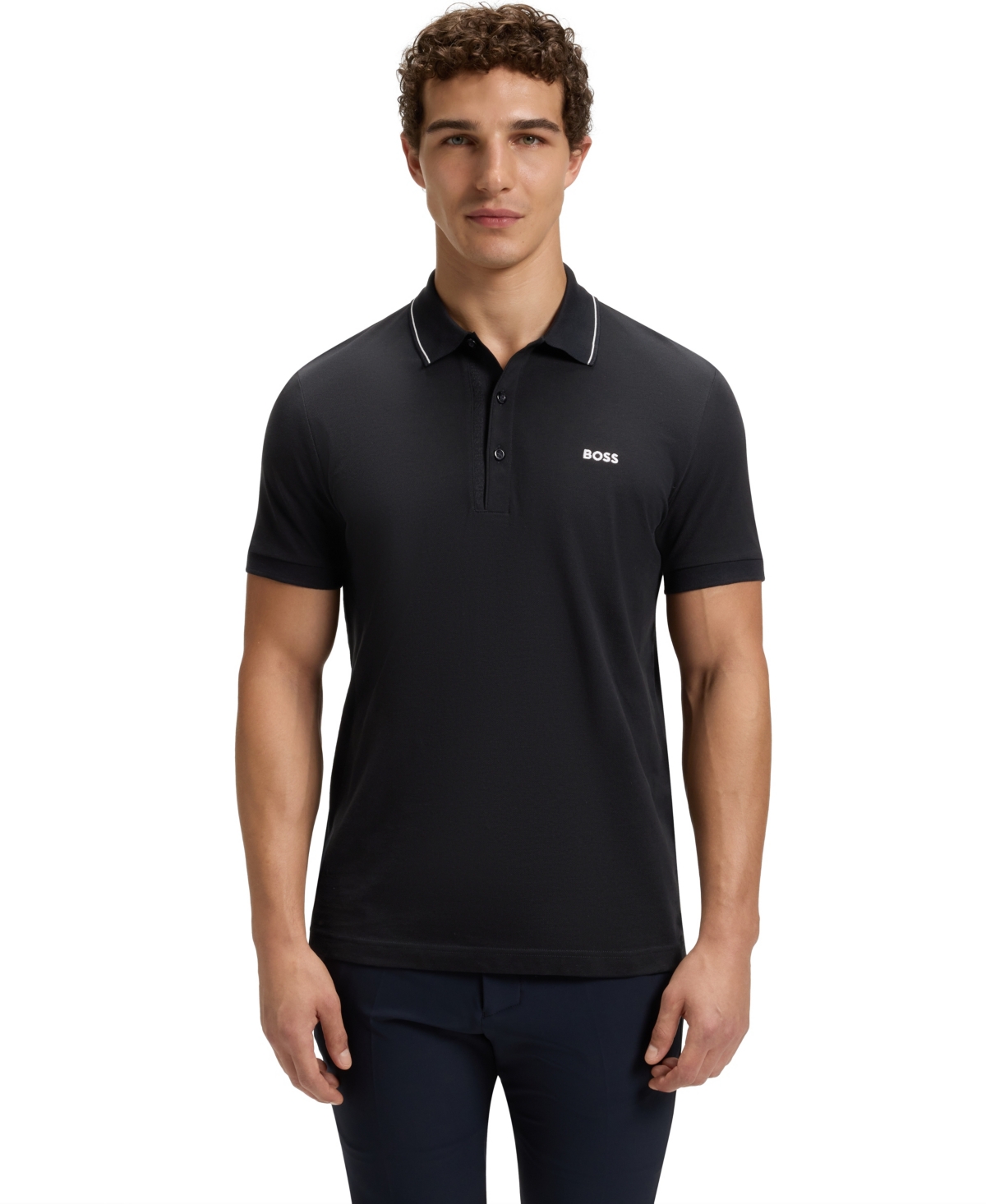 Click here for Boss by Hugo Boss Mens Tonal Logo Slim-Fit Polo Sh... prices