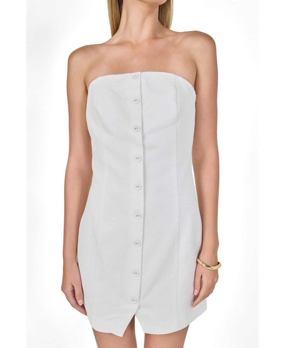 Click here for endless rose Womens Linen Strapless Dress - White prices