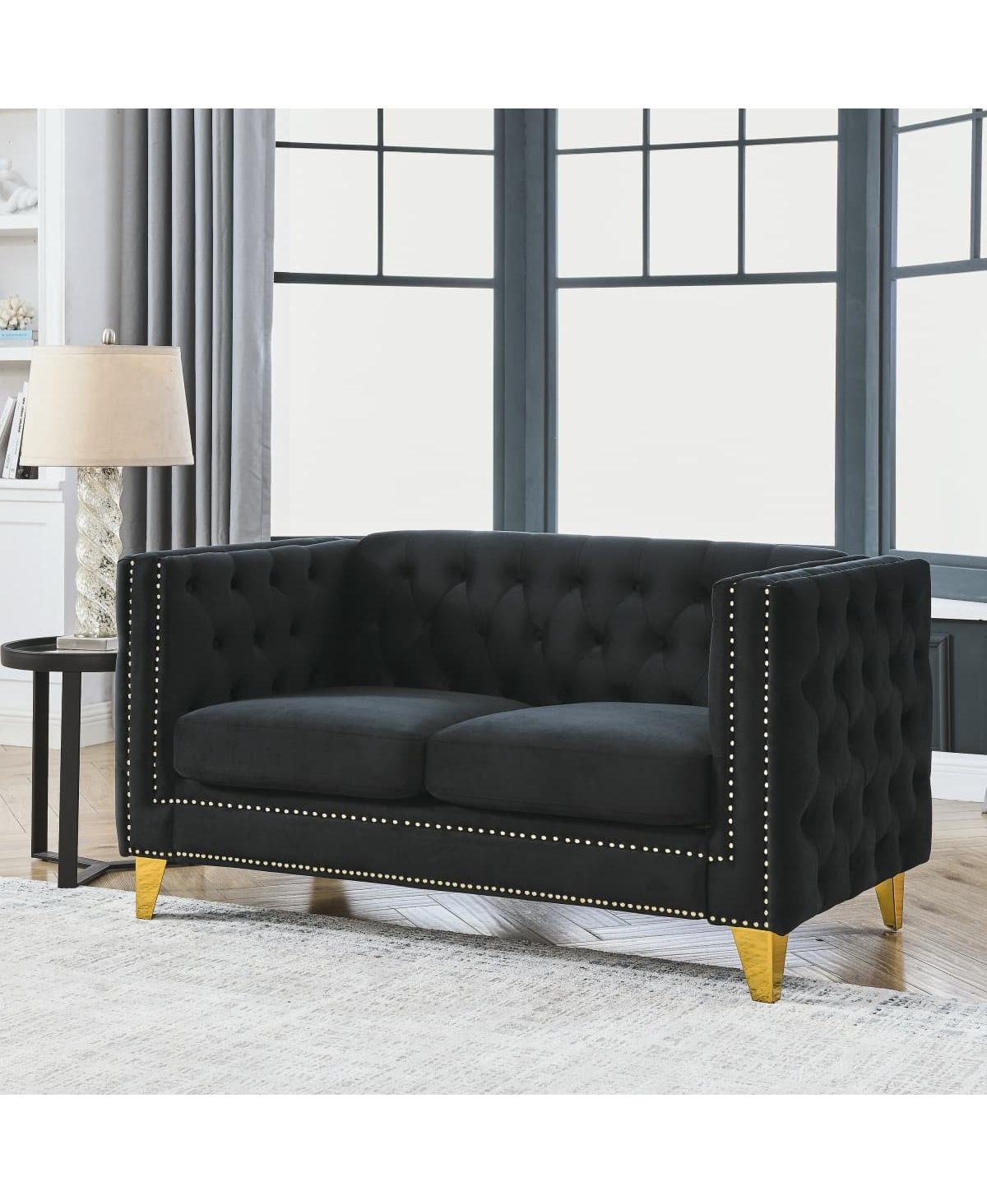 Click here for Maison Boucle 58 Velvet Chesterfield Loveseat Couc... prices