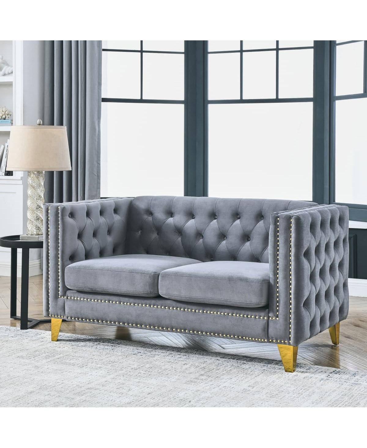 Click here for Maison Boucle 58 Velvet Chesterfield Loveseat Couc... prices