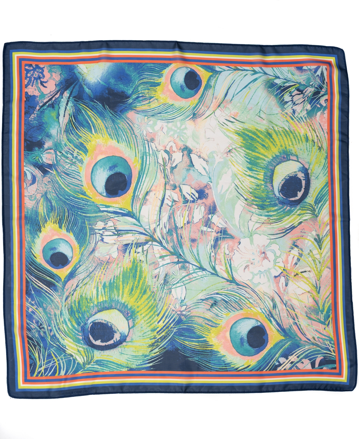 Click here for Vince Camuto Peacock Feather Bandana Scarf - Navy... prices