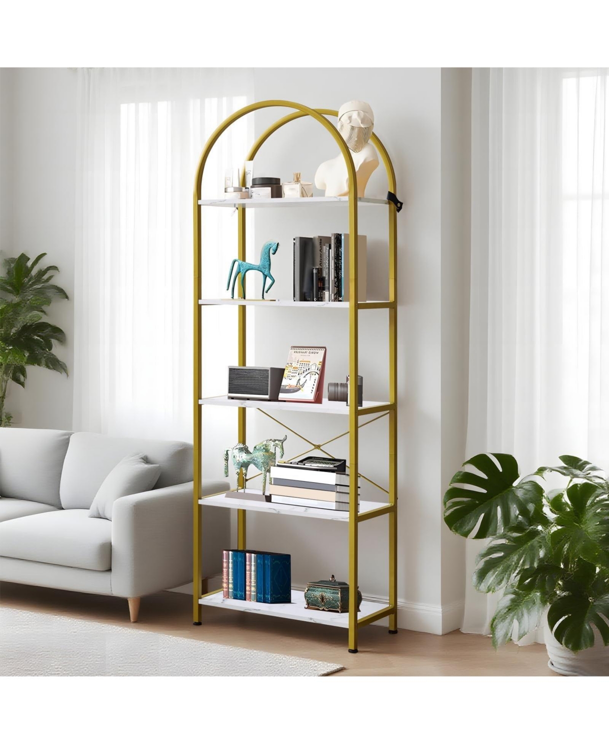 Click here for gaomon Modern Arched Bookshelf - 5-Tier Tall Metal... prices