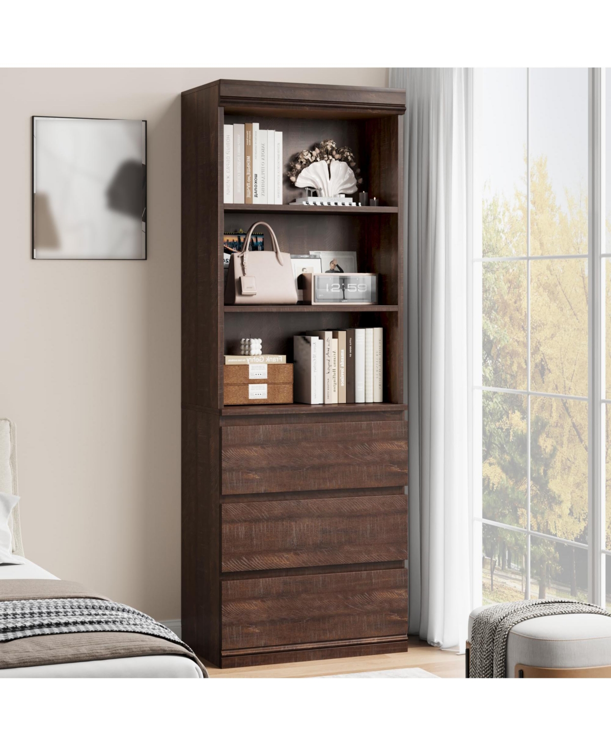 Click here for gaomon Industrial Farmhouse Tall Bookshelf - 5-Tie... prices