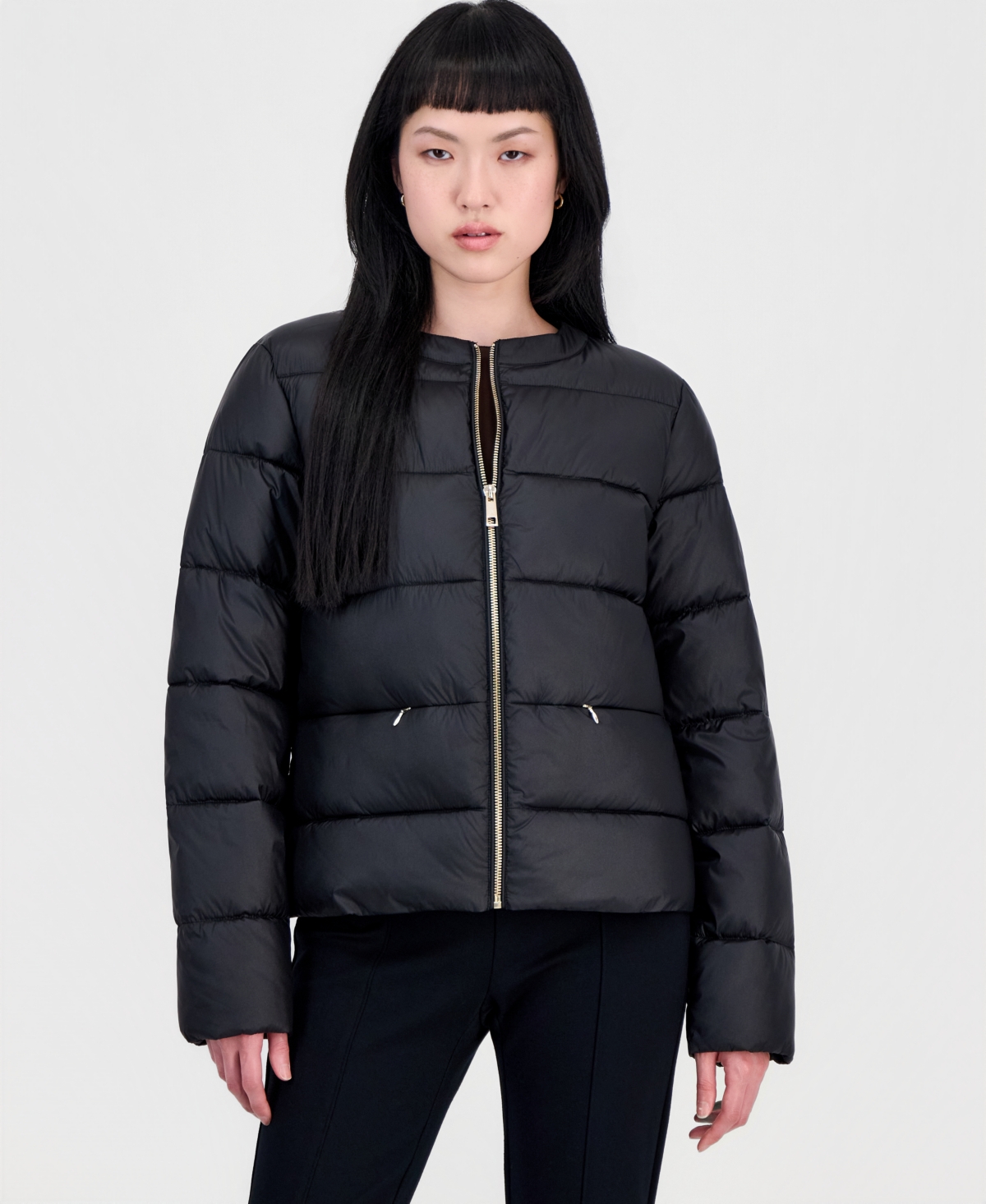Click here for CeCe Womens Short Quilted Puffer Collarless Jacket... prices