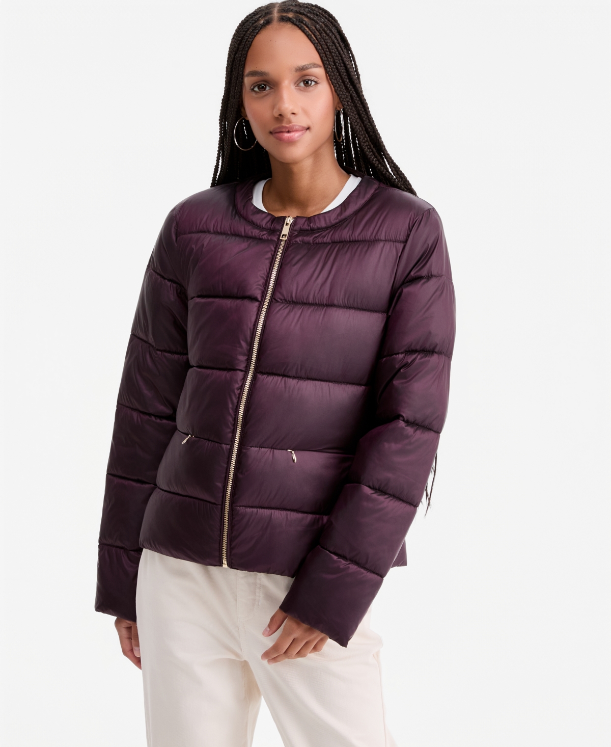 Click here for CeCe Womens Short Quilted Puffer Collarless Jacket... prices