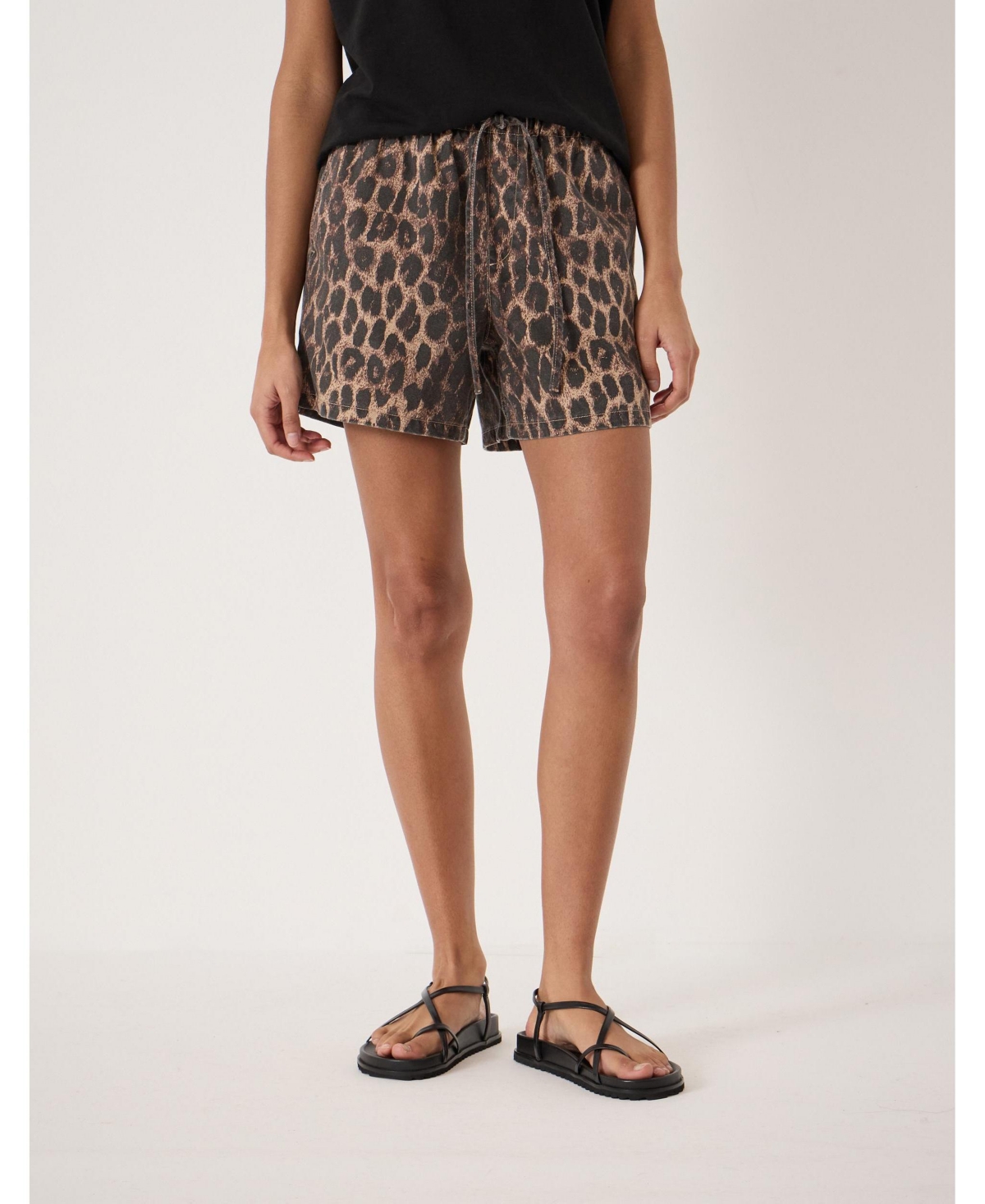 Click here for Hush Womens Betty Leopard Pull On Denim Shorts - B... prices