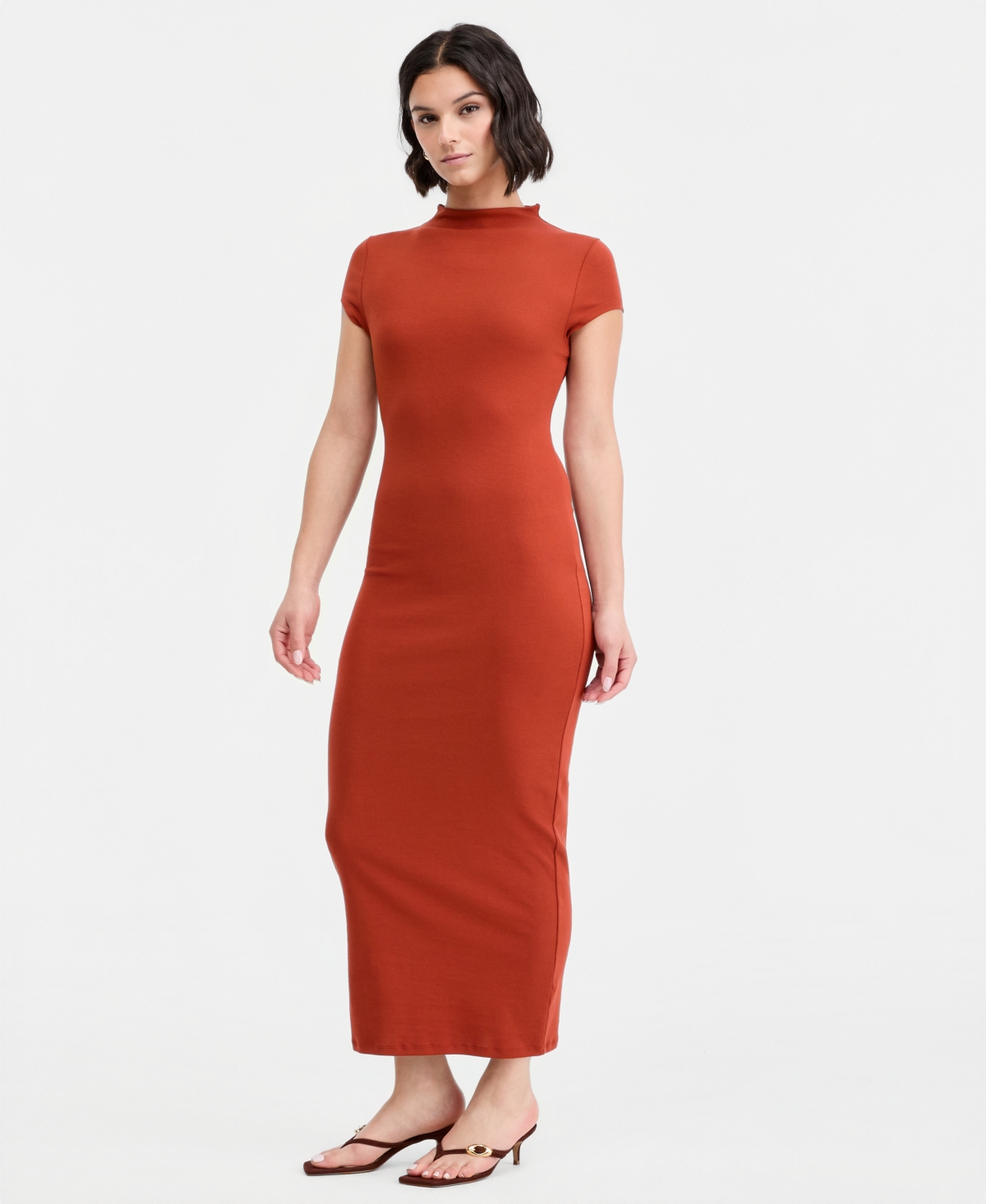 Click here for Bar Iii Womens Cap-Sleeve Mock-Neck Midi Dress  Ex... prices