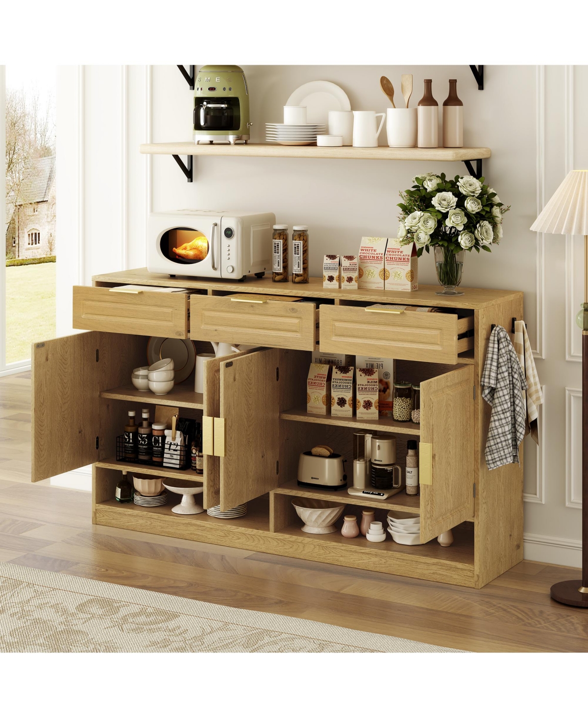 Click here for Rainsken Farmhouse Buffet Cabinet with 3 Drawers a... prices