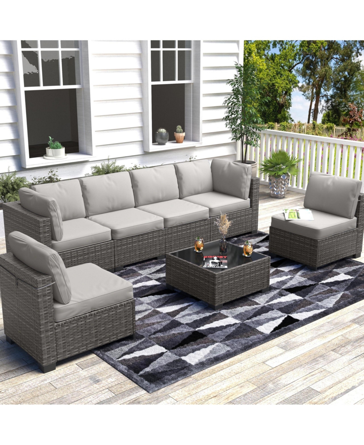 Click here for homfan 7-Piece Outdoor Patio Furniture Set with Pe... prices