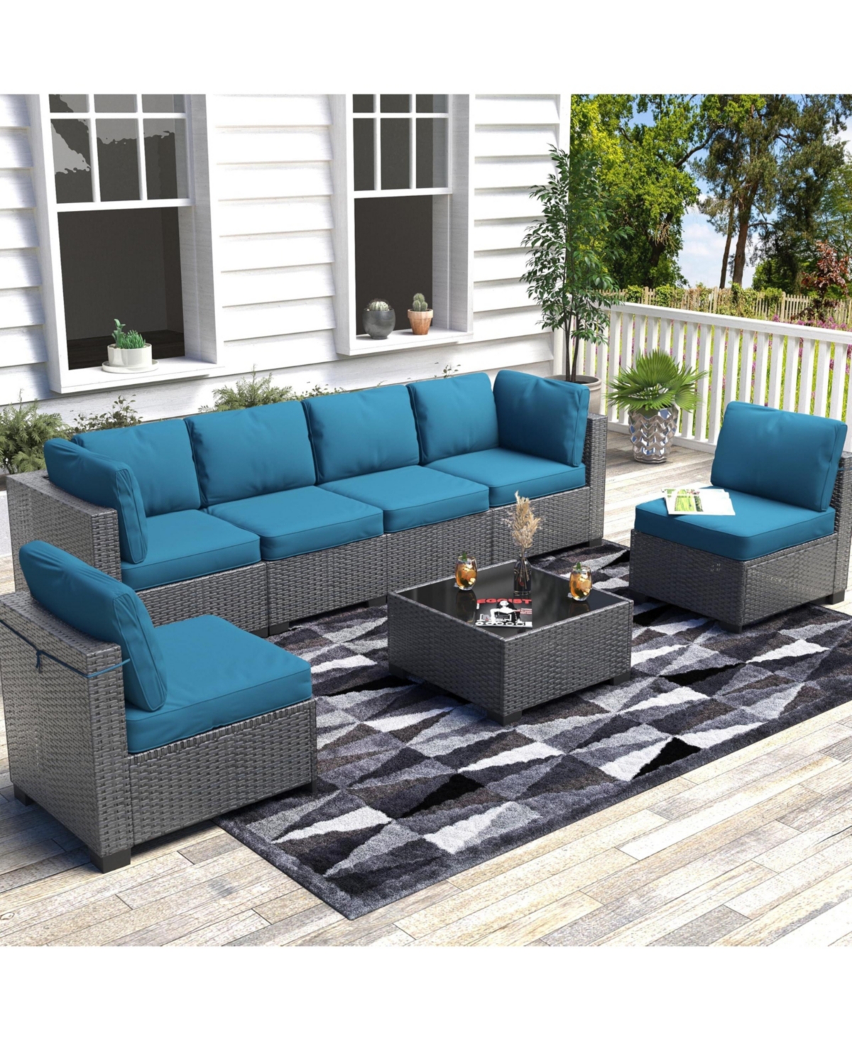 Click here for homfan 7-Piece Outdoor Patio Furniture Set with Pe... prices