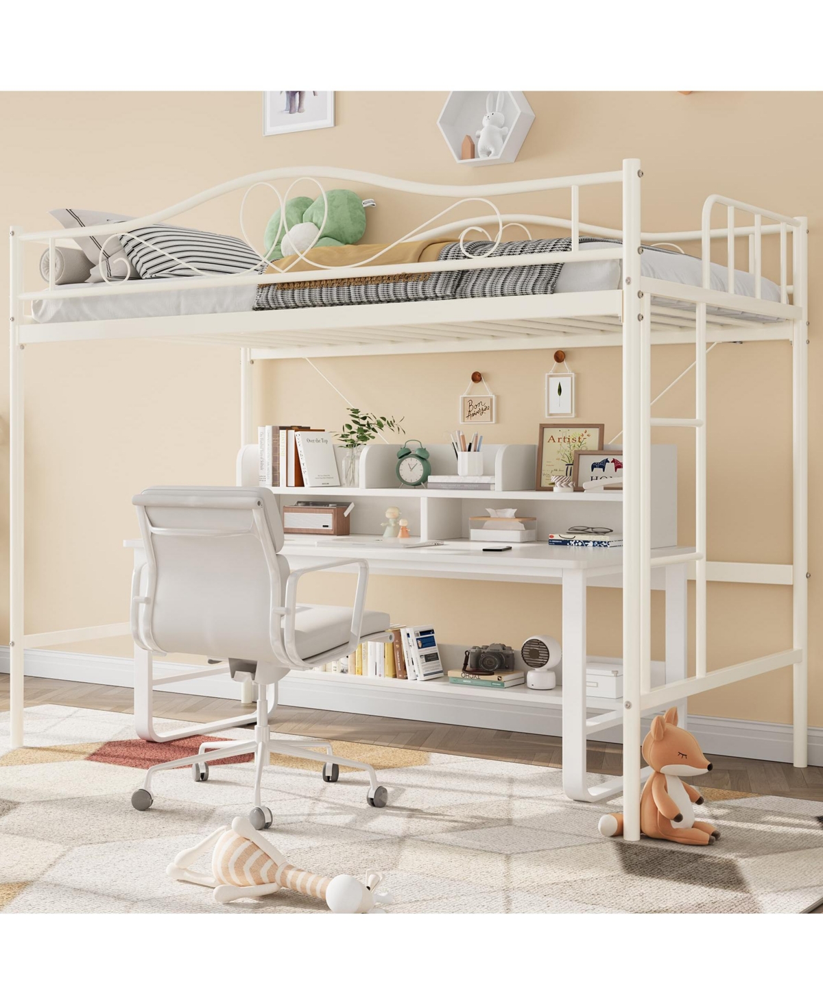 Click here for homfan Metal Loft Bed with Ladder and Full Guardra... prices
