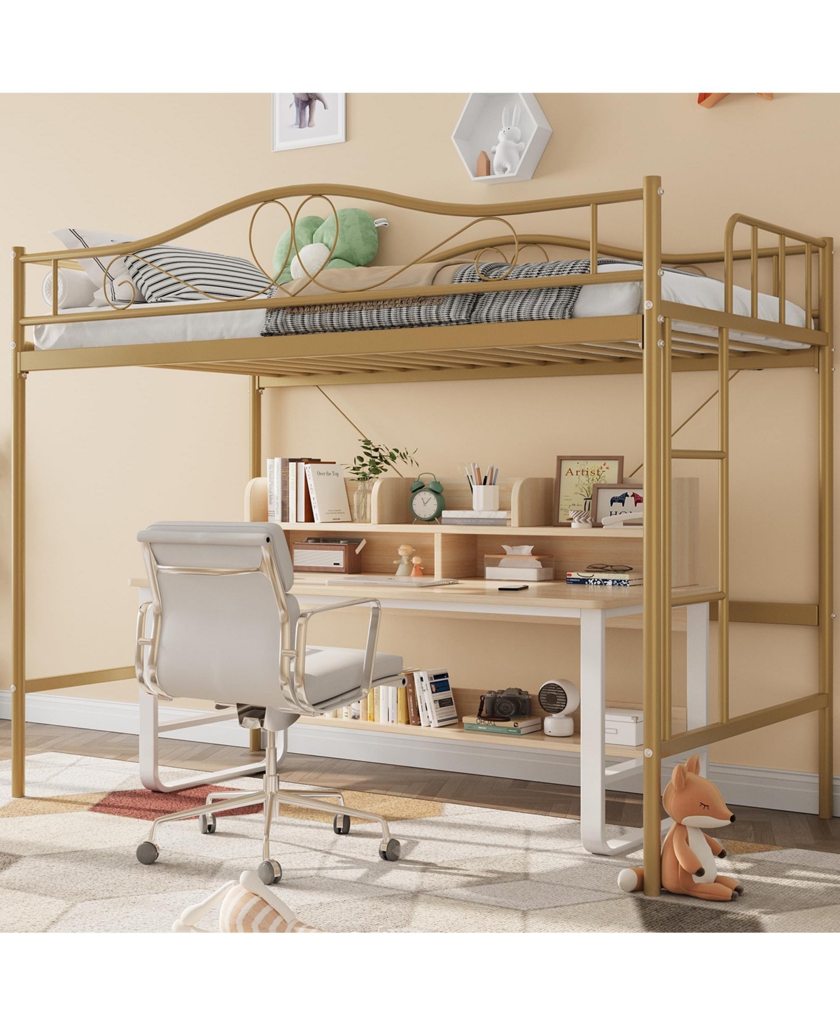 Click here for homfan Metal Loft Bed with Ladder and Full Guardra... prices