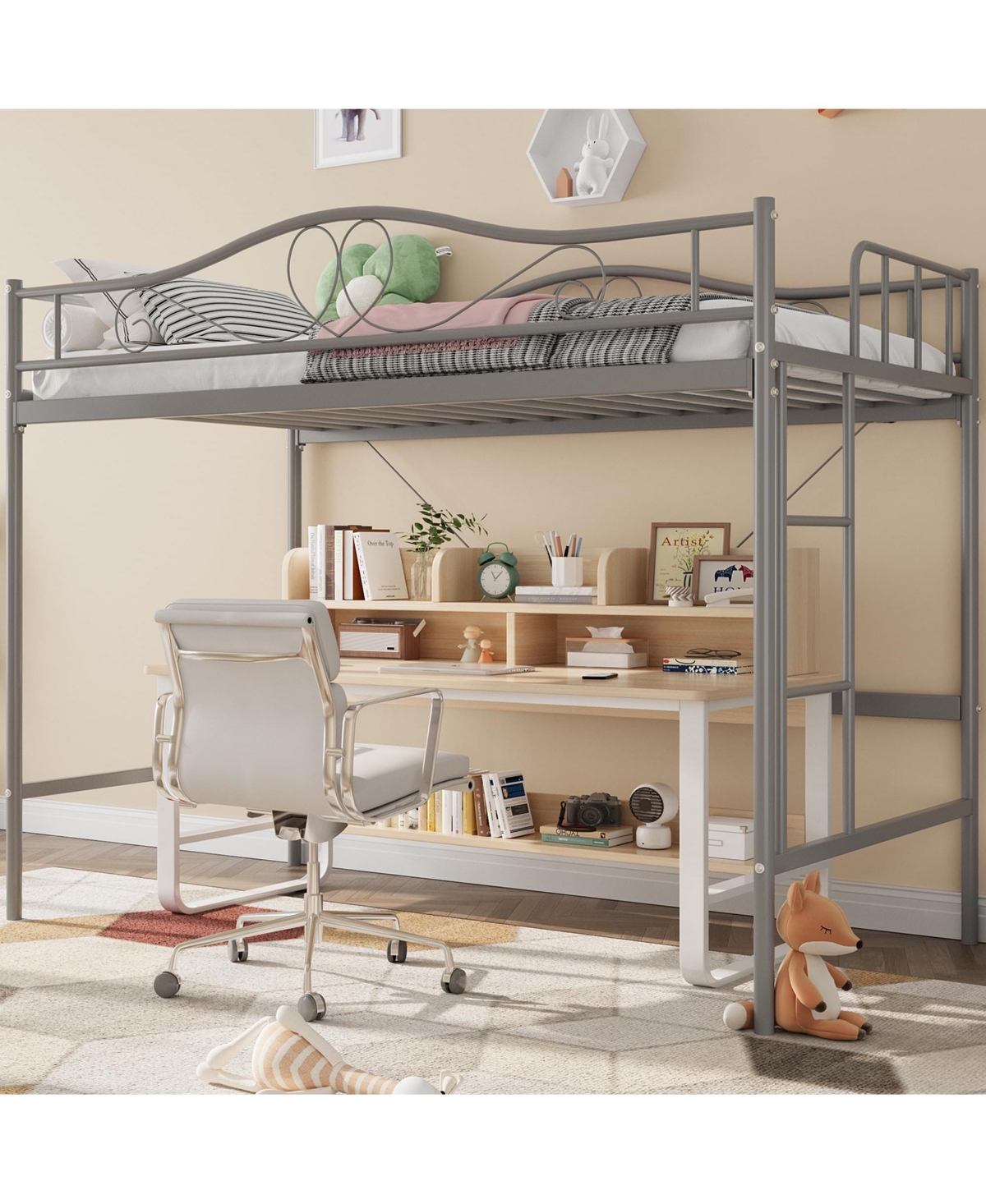 Click here for homfan Metal Loft Bed with Ladder and Full Guardra... prices