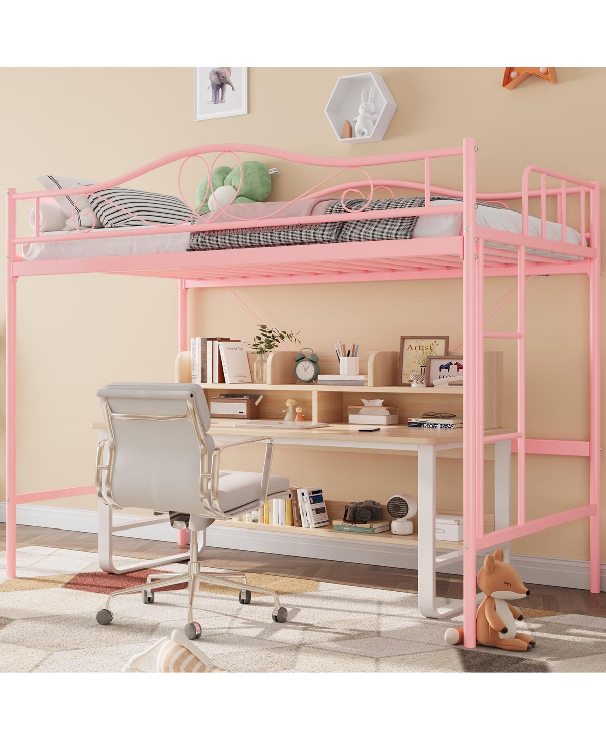 Click here for homfan Metal Loft Bed with Ladder and Full Guardra... prices