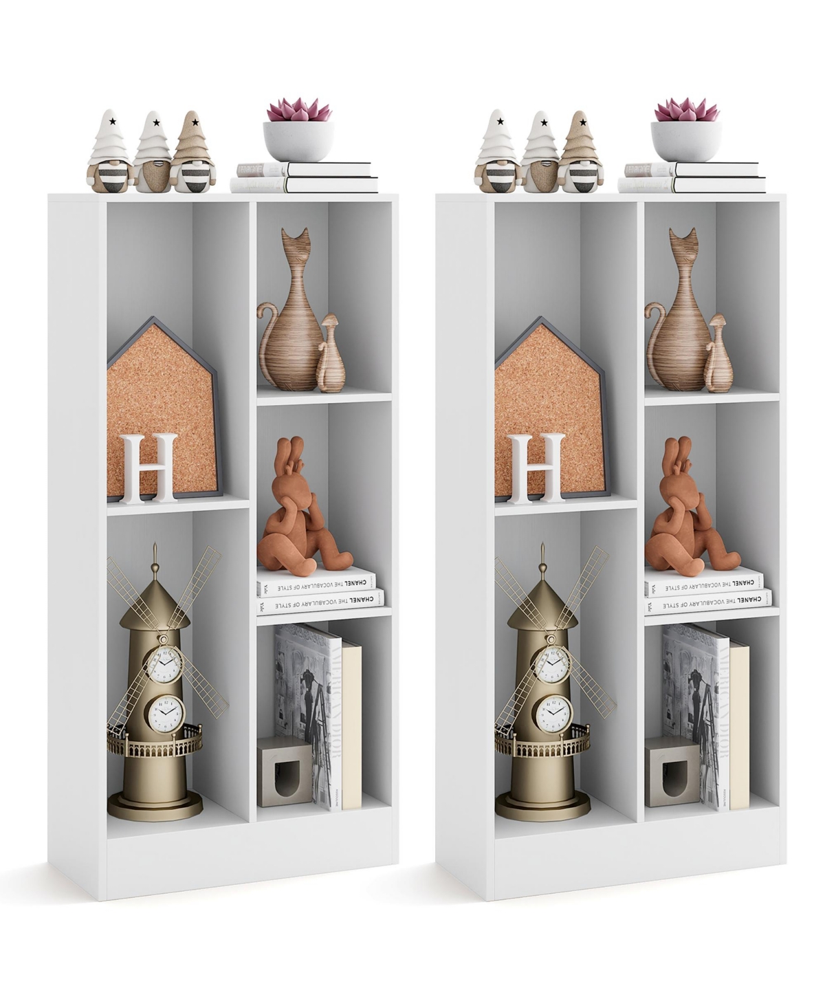 Click here for Gymax 5 Cube Bookshelf 41 Inch Floor Bookcase with... prices