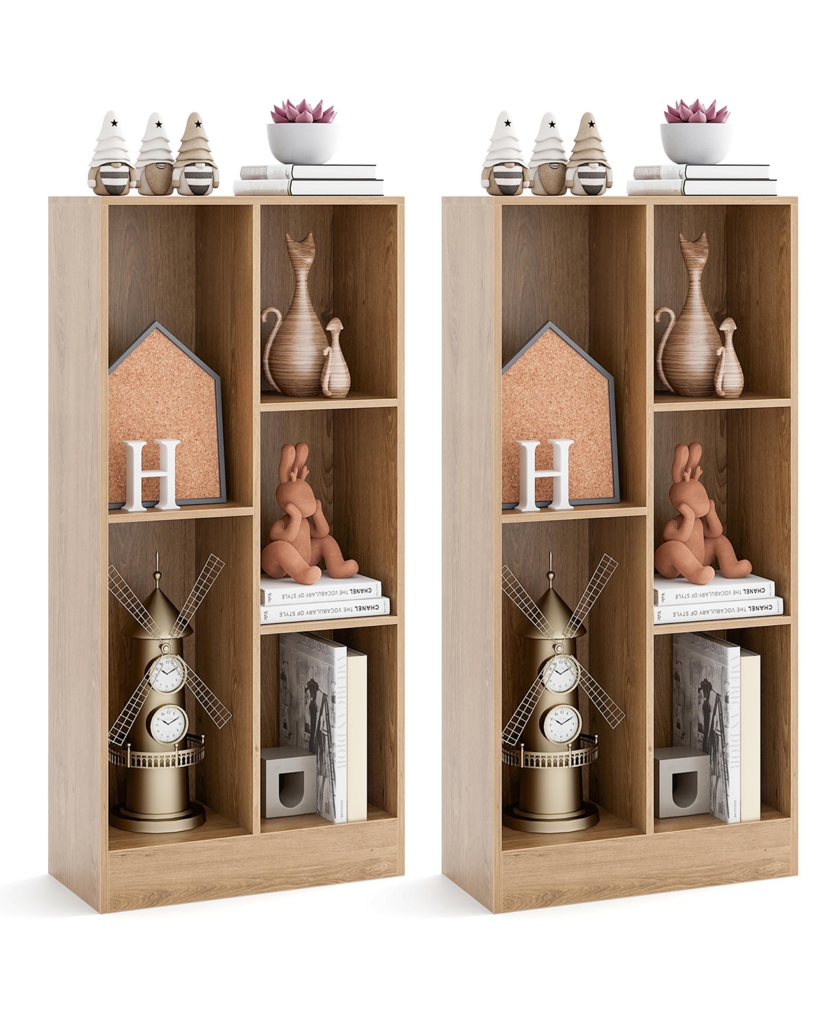 Click here for Gymax 5 Cube Bookshelf 41 Inch Floor Bookcase with... prices