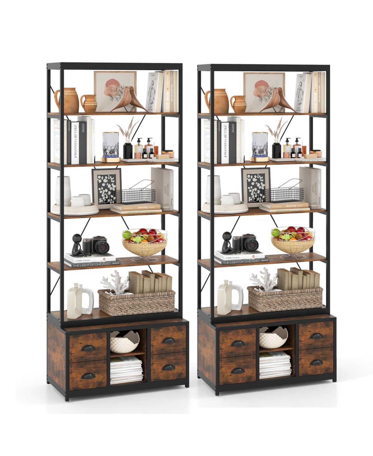 Click here for Gymax 2 Pieces 8 tier Bookshelf 79 Inch Freestandi... prices
