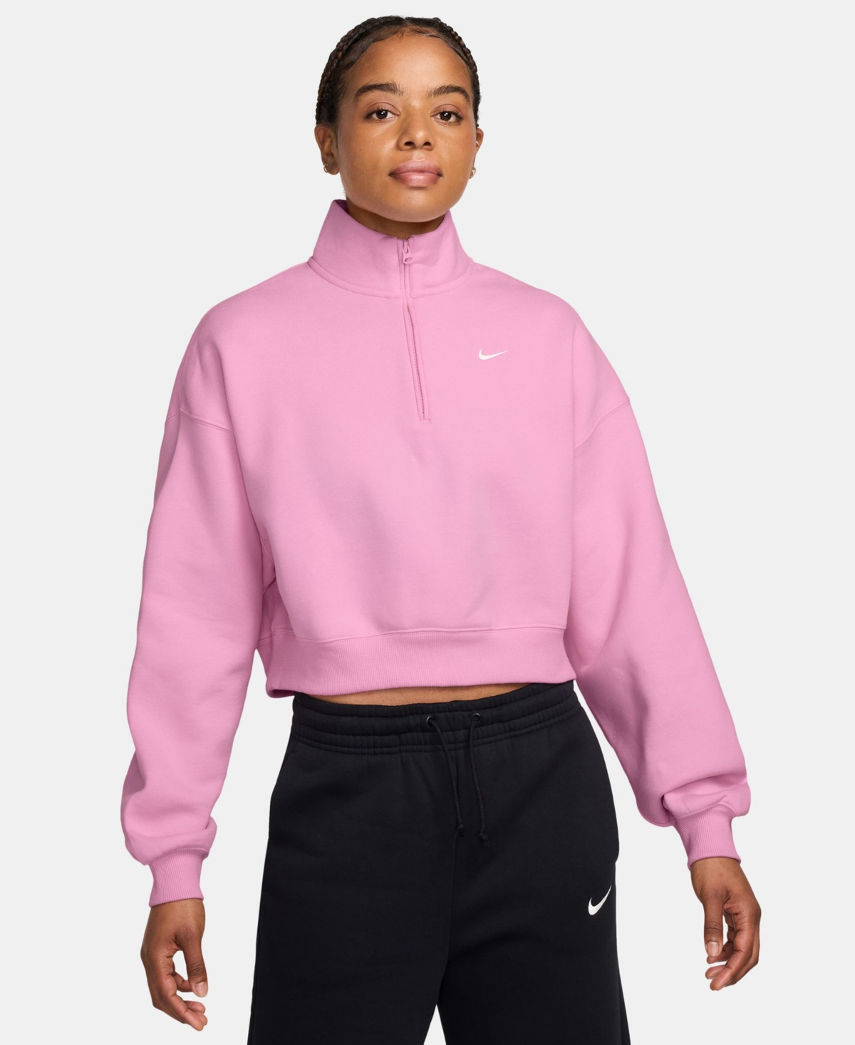 Click here for Nike Studio Fleece Womens Oversized 1/4-Zip Croppe... prices