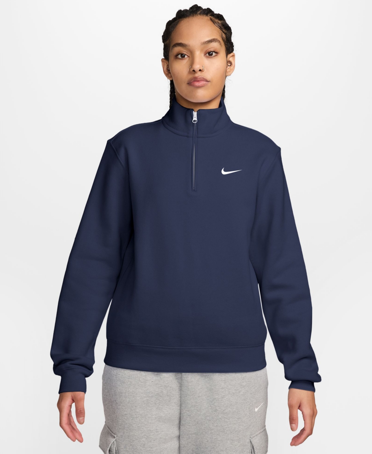 Click here for Nike Studio Fleece Womens 1/4-Zip Top - Midnight N... prices