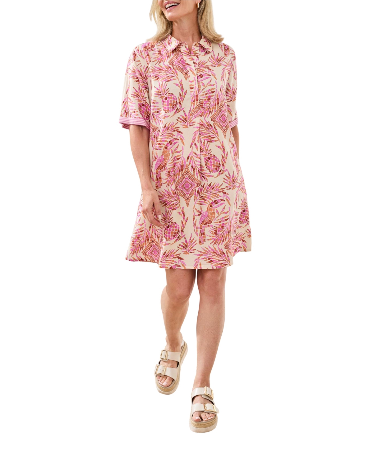 Click here for Tribal Womens Rayon Linen Button-Front Dress - Wis... prices
