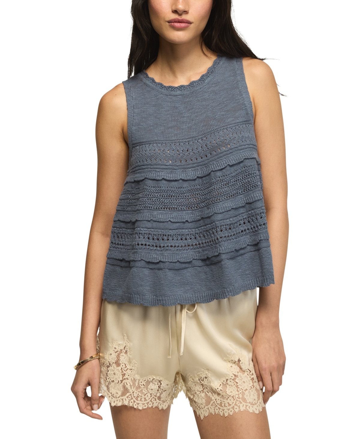Click here for Lucky Brand Womens Tiered Ruffle Crewneck Sweater... prices