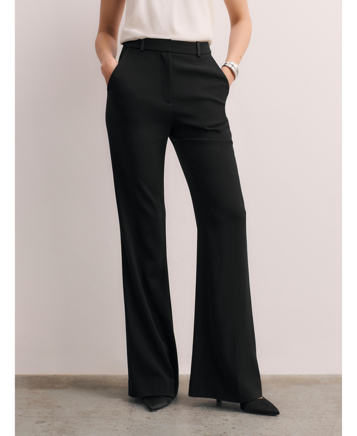 Click here for The Fold Womens Lexington Clever Crepe Pants - Bla... prices