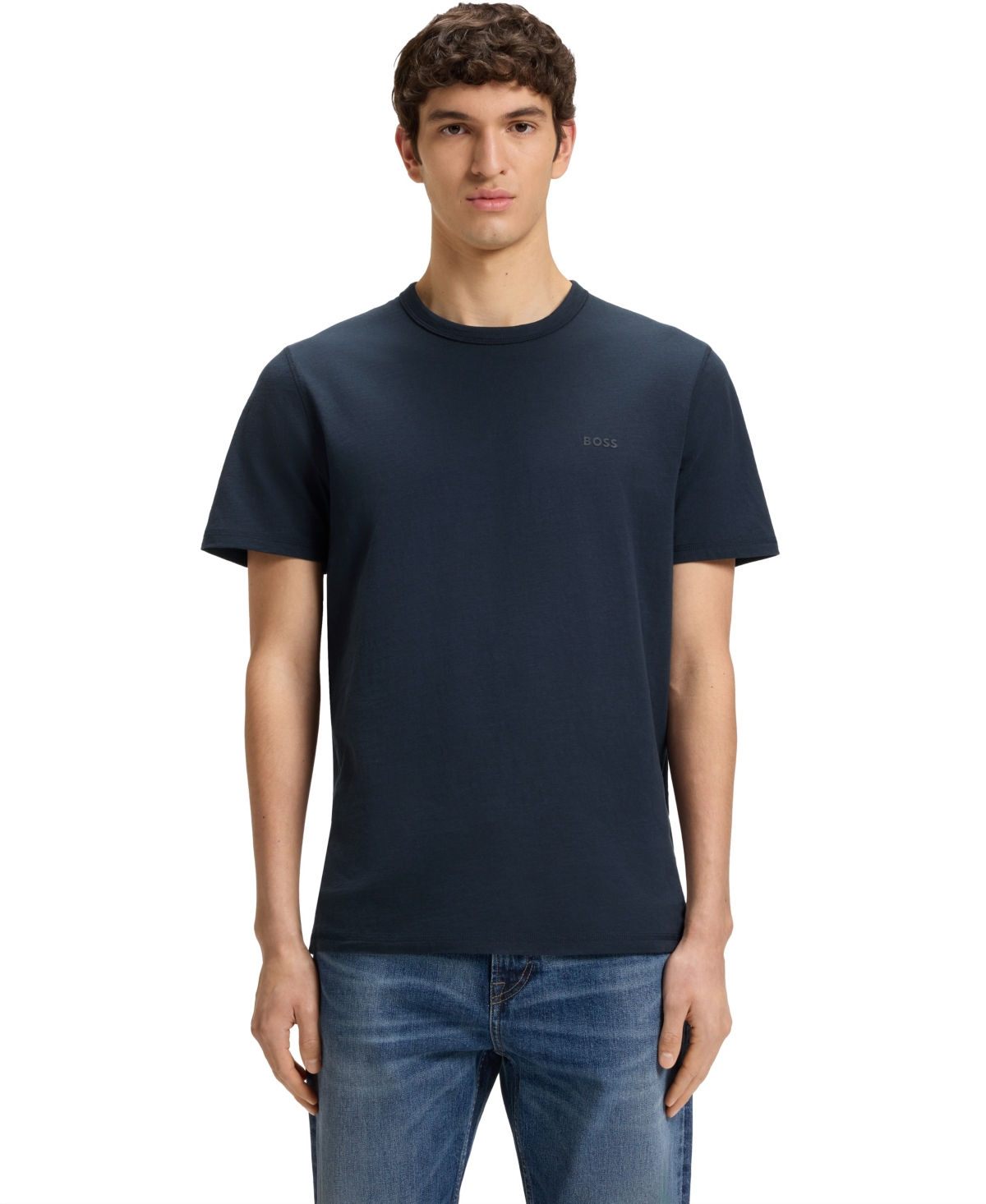 Click here for Boss by Hugo Boss Mens Slub-Cotton Logo Detail T-S... prices