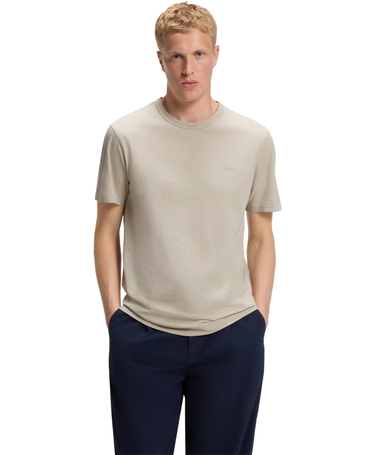 Click here for Boss by Hugo Boss Mens Slub-Cotton Logo Detail T-S... prices