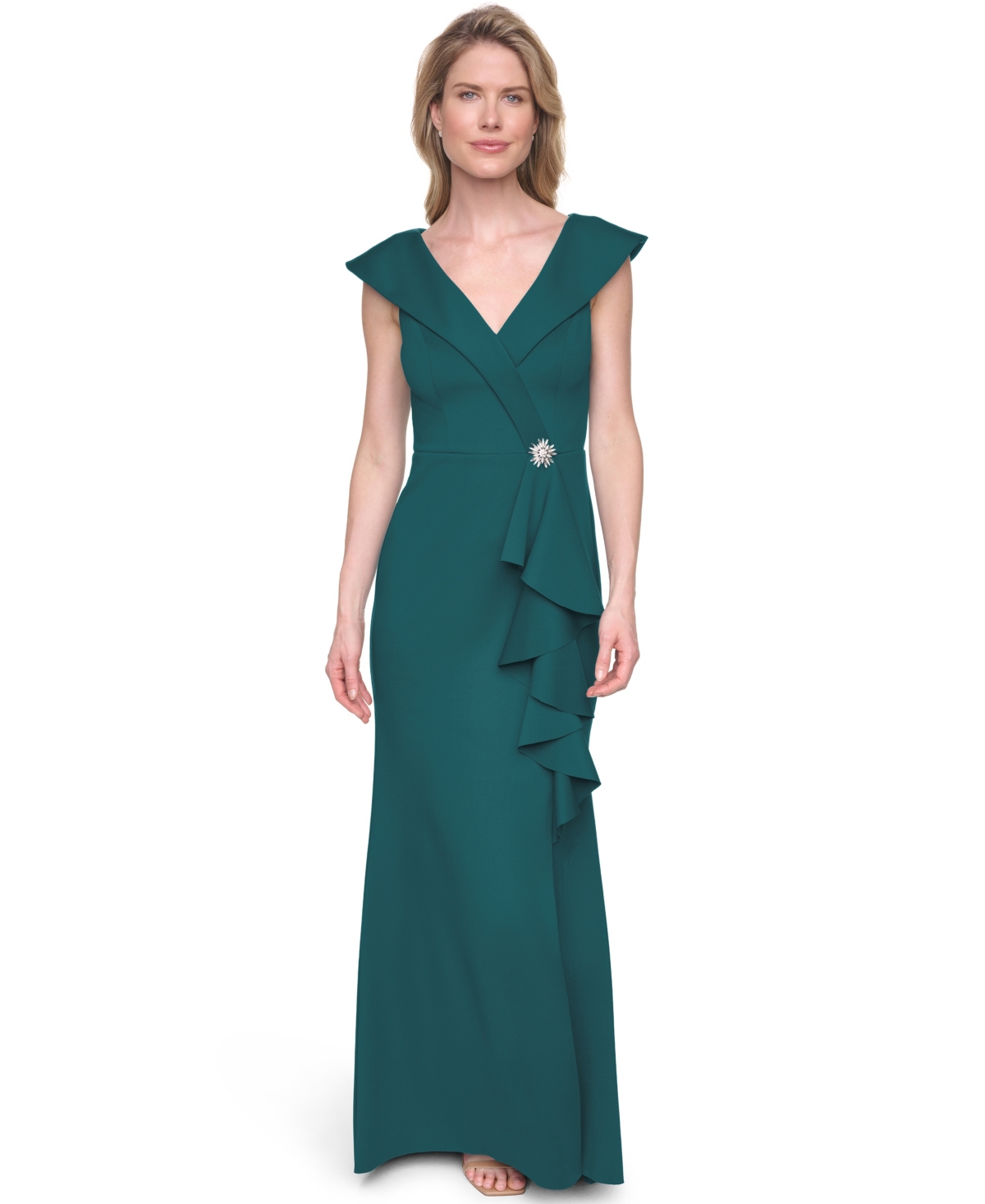 Click here for Jessica Howard Womens Scuba V-Neck Gown - Hunter prices