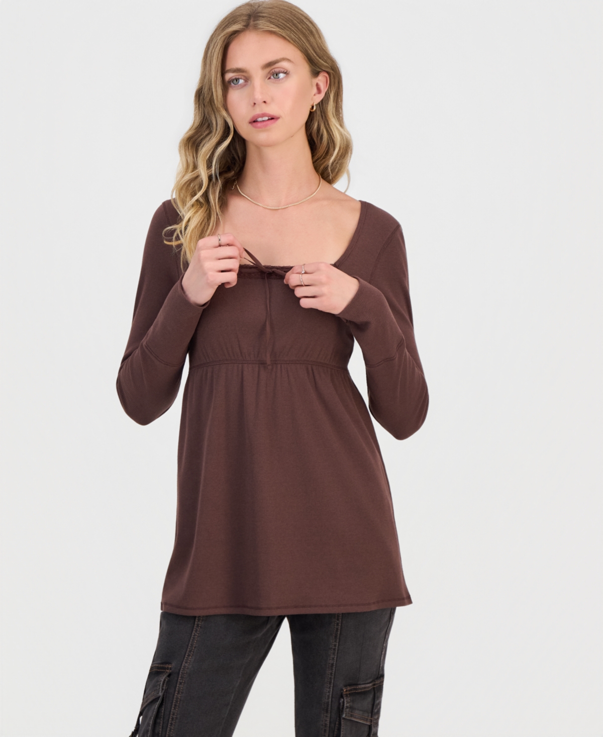 Click here for Sincerely Jules Juniors Square-Neck Babydoll Top -... prices
