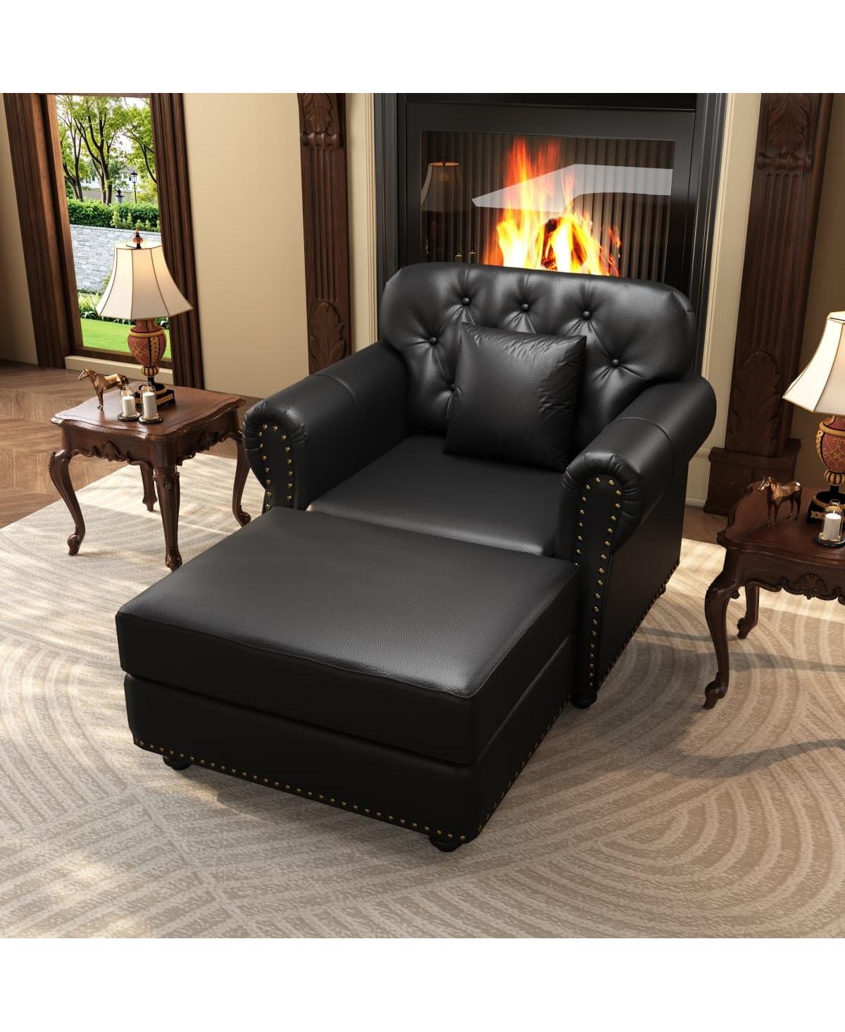 Click here for Maison Boucle 41.3 Faux Leather Sofa Chair and Ott... prices