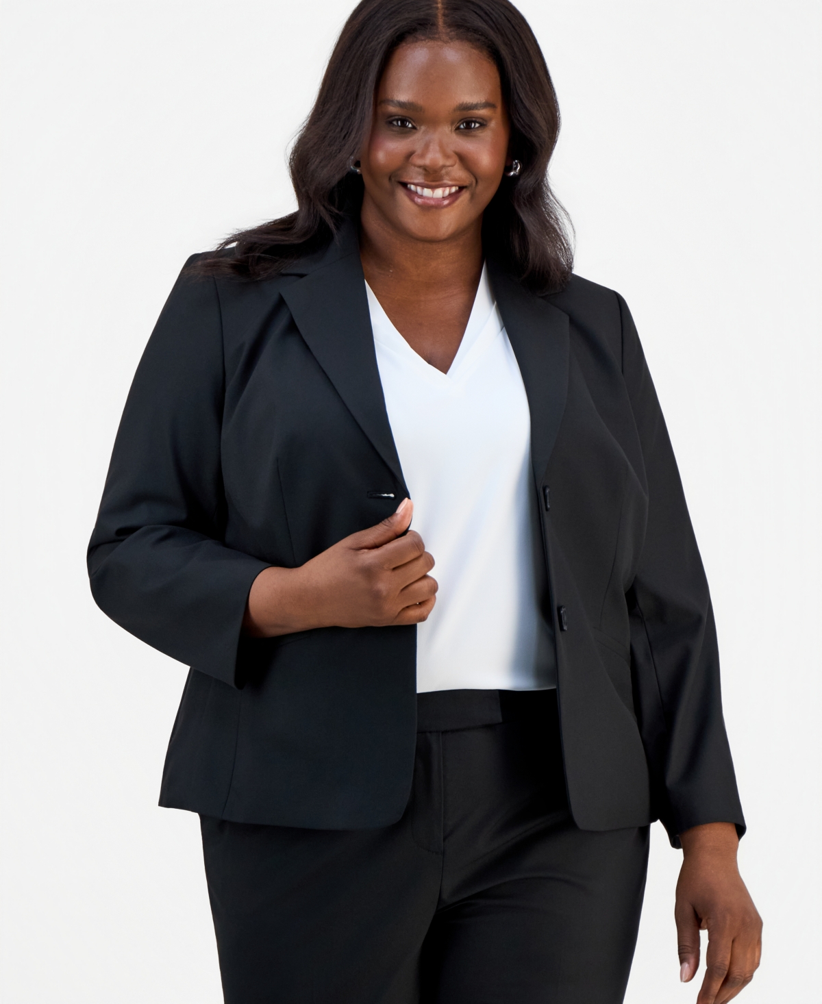 Click here for Kasper Plus Size Notched-Collar Two-Button Blazer... prices