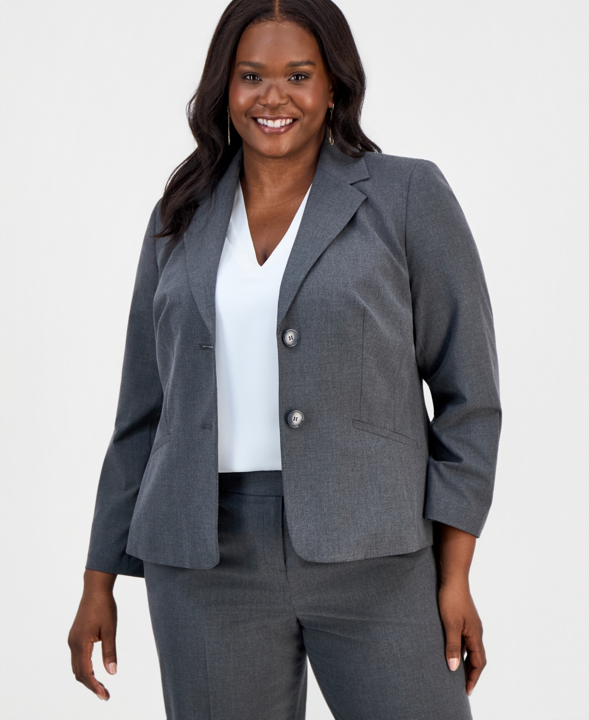 Click here for Kasper Plus Size Notched-Collar Two-Button Blazer... prices