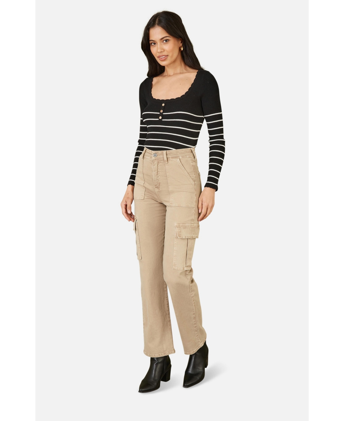 Click here for Yumi Womens High Waist Utility Stretch Cargo Pants... prices