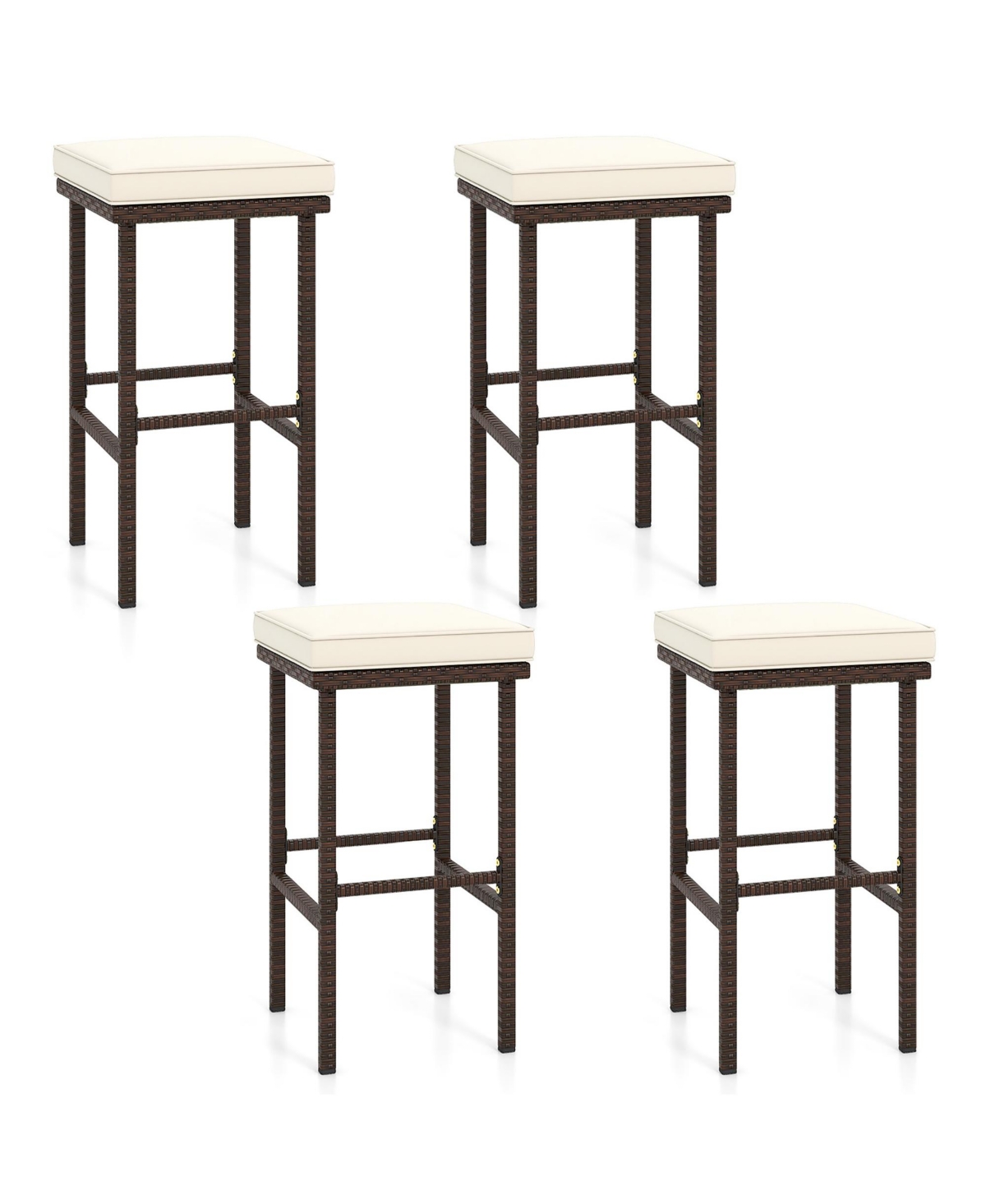 Click here for Gymax Set of 4 Wicker Bar Stools with Removable Se... prices