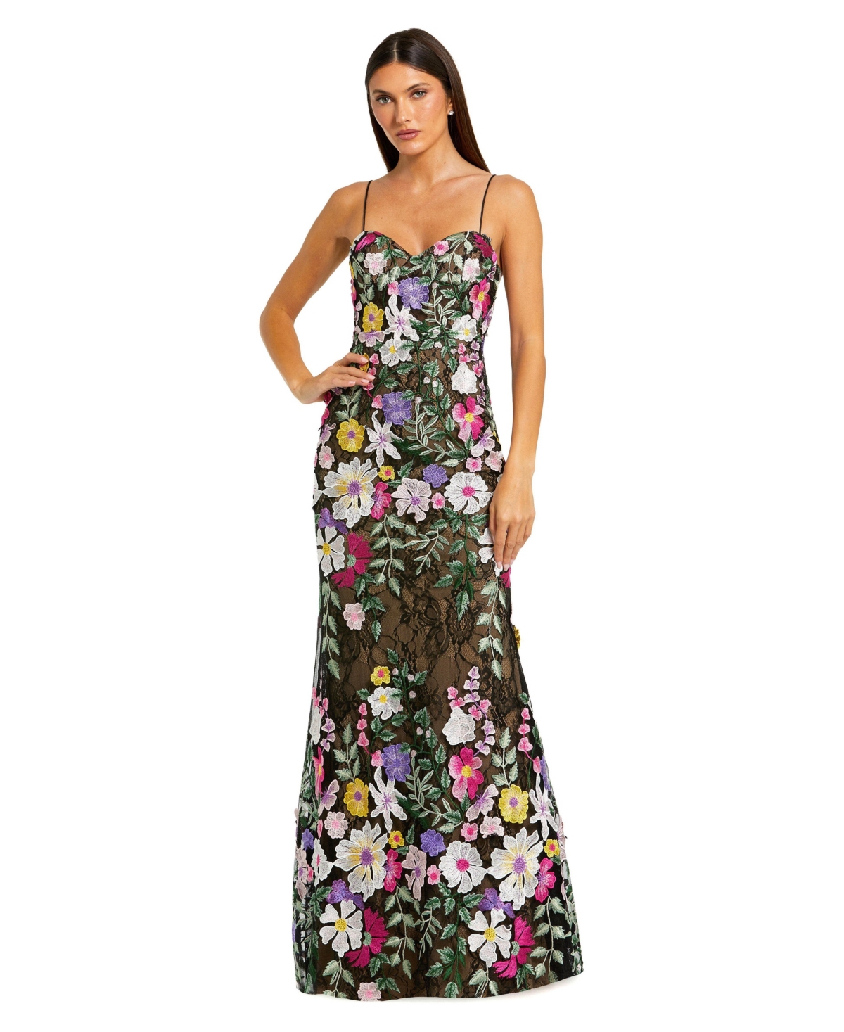 Click here for Mac Duggal Womens Floral Embroidered Sleeveless Bu... prices