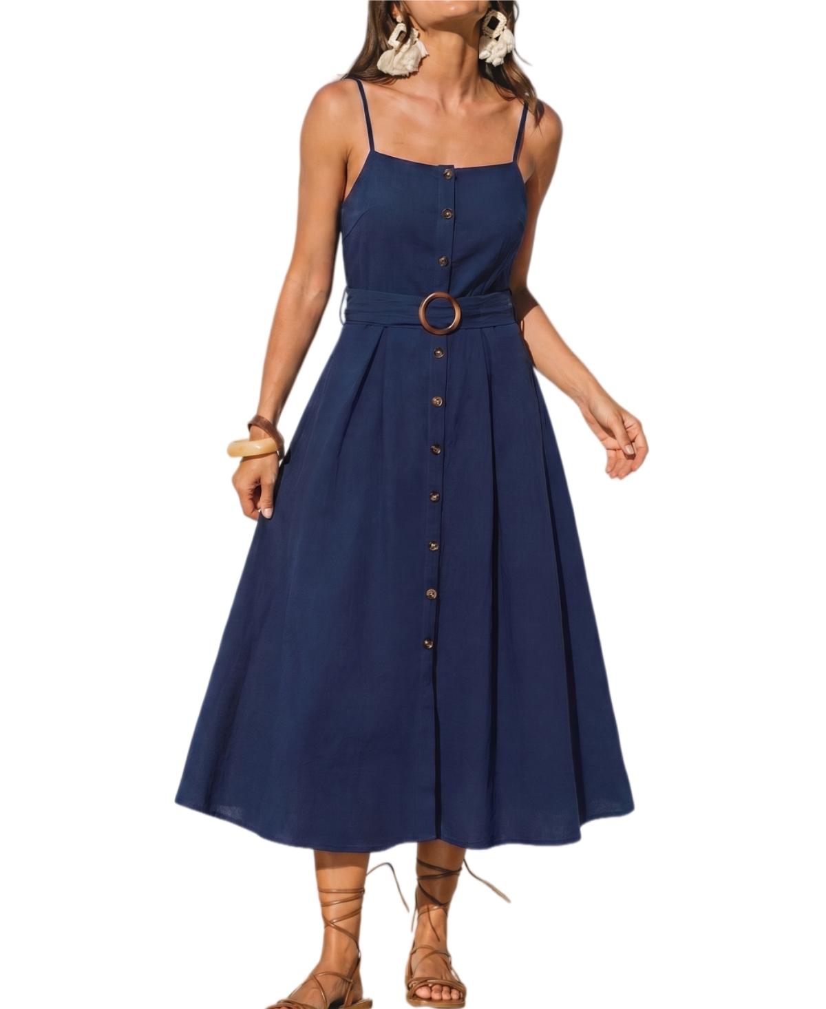 Click here for Cupshe Womens Going Off Script Blue Midi Beach Dre... prices