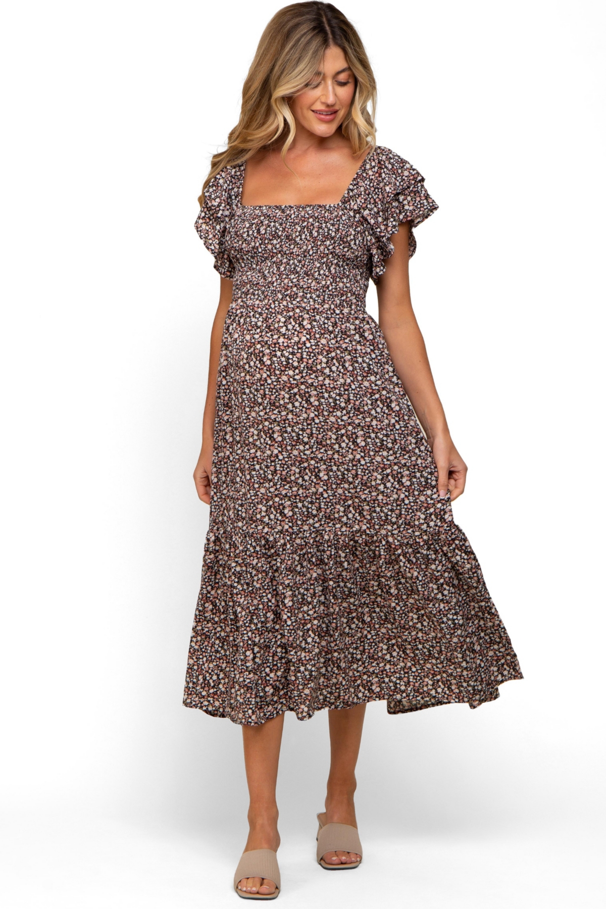 Click here for Pinkblush Maternity Cream Floral Flutter Maternity... prices