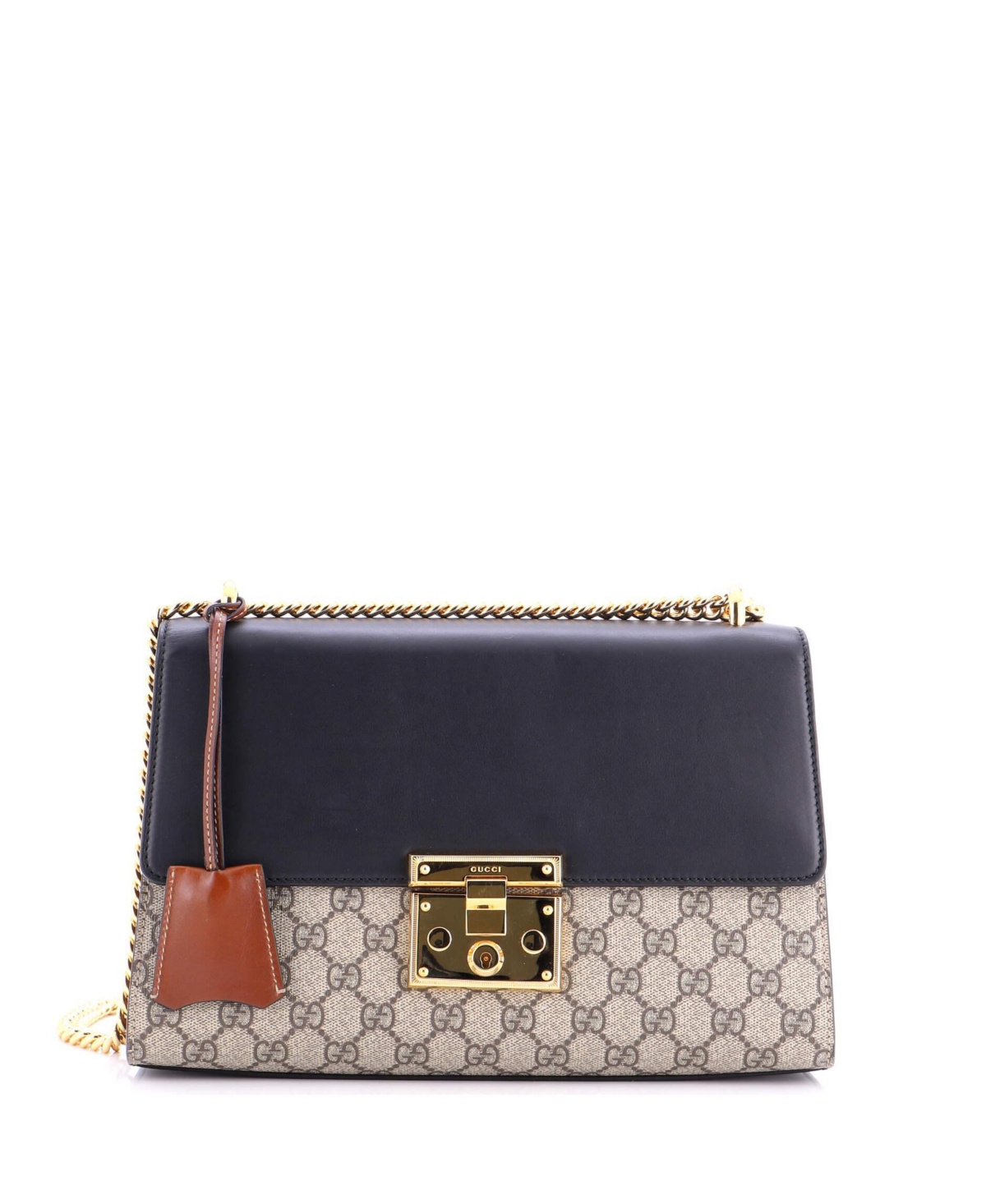 Click here for Pre-Owned Gucci Medium Padlock Shoulder Bag Gg Coa... prices
