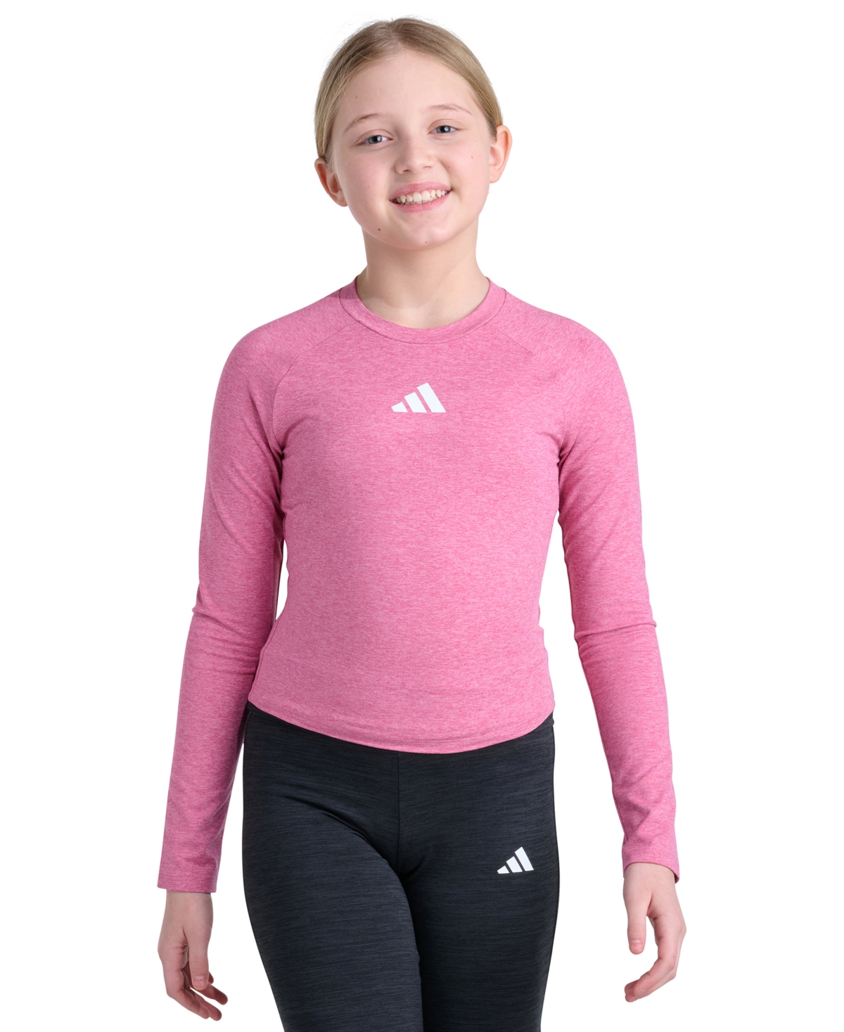 Click here for adidas Girls 7-16 Long-Sleeve Raglan Melange T-Shi... prices