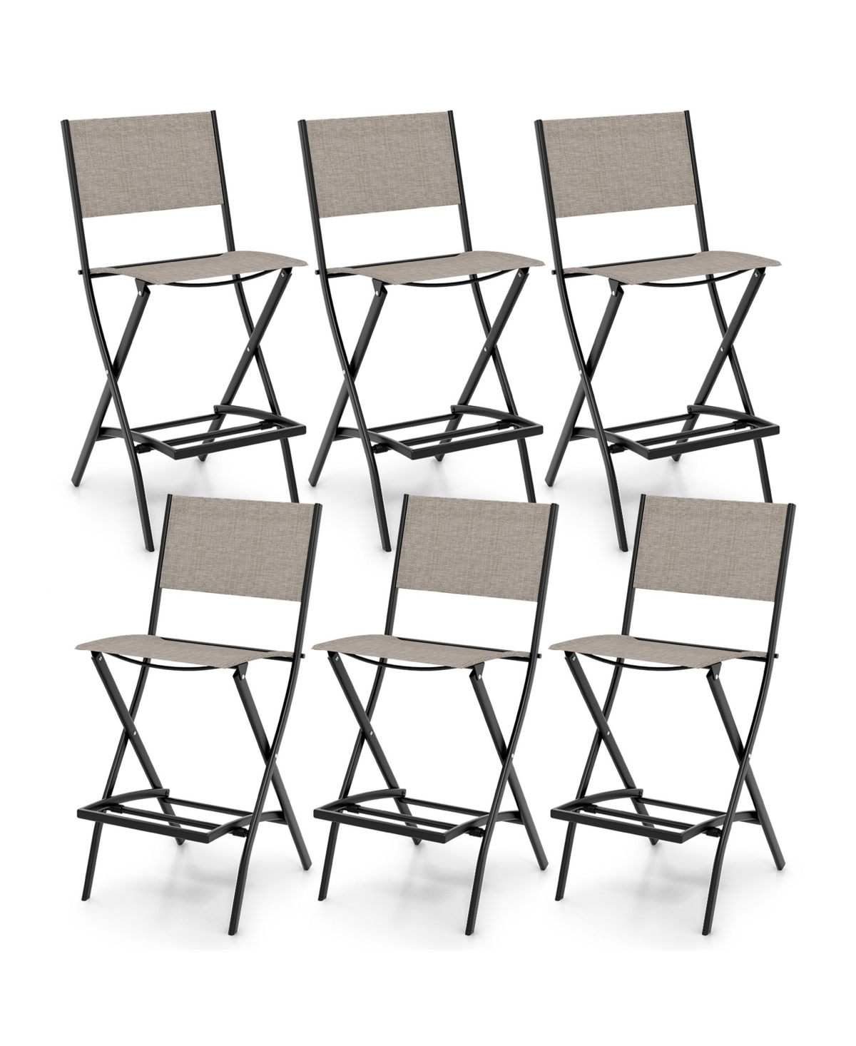 Click here for Gymax Folding Bar Stools Set of 6 Patio Sling Chai... prices