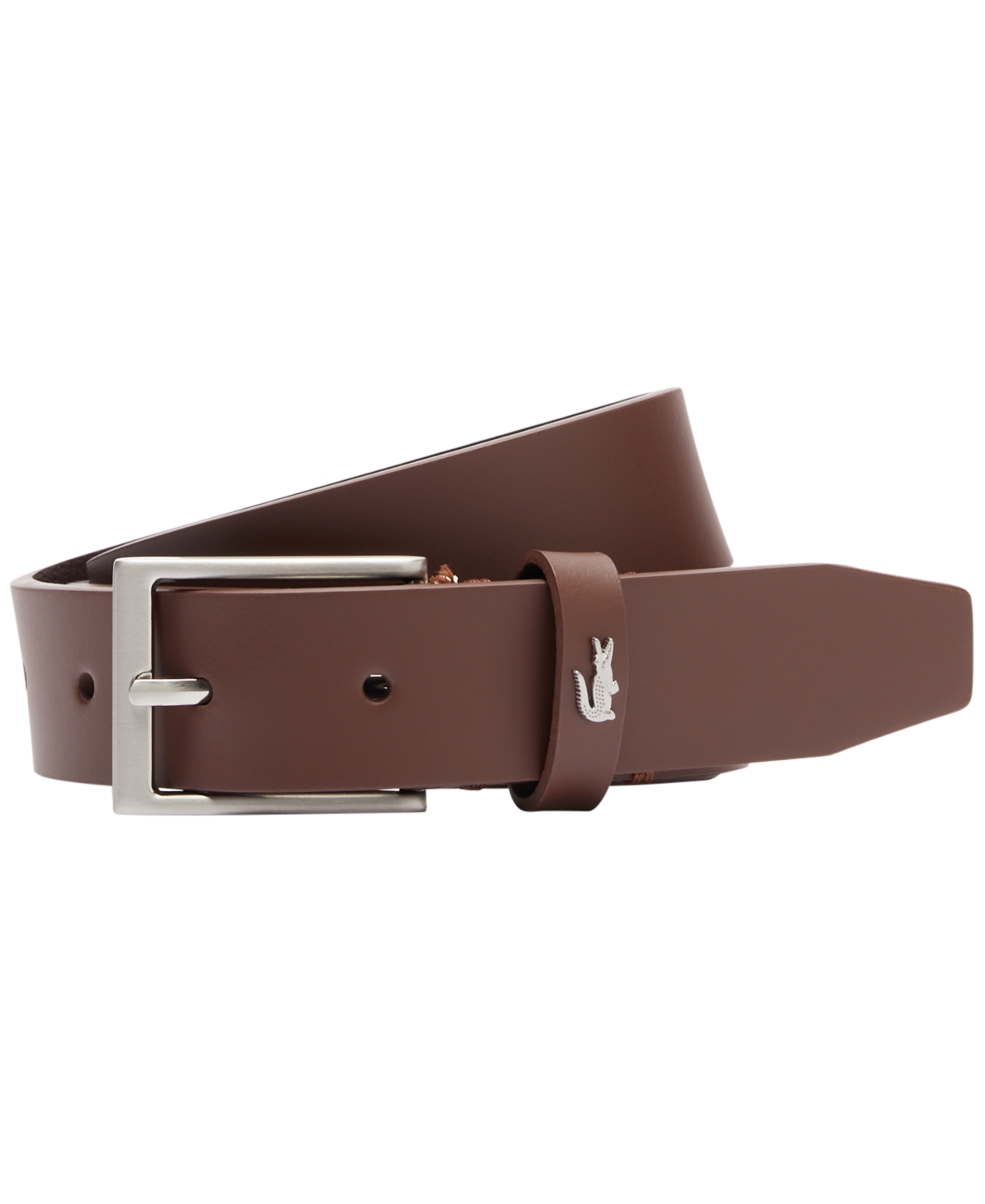 Click here for Lacoste Mens Croc Detail Leather Belt - Light Brow... prices